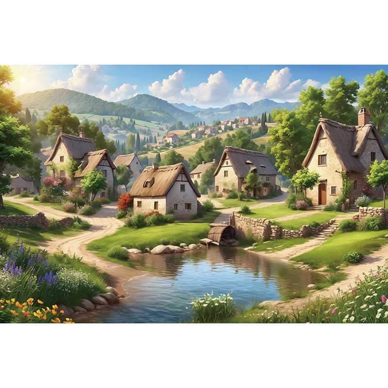 Gre Spring Village Tree s River Photography Backgrounds Natural Rural ...