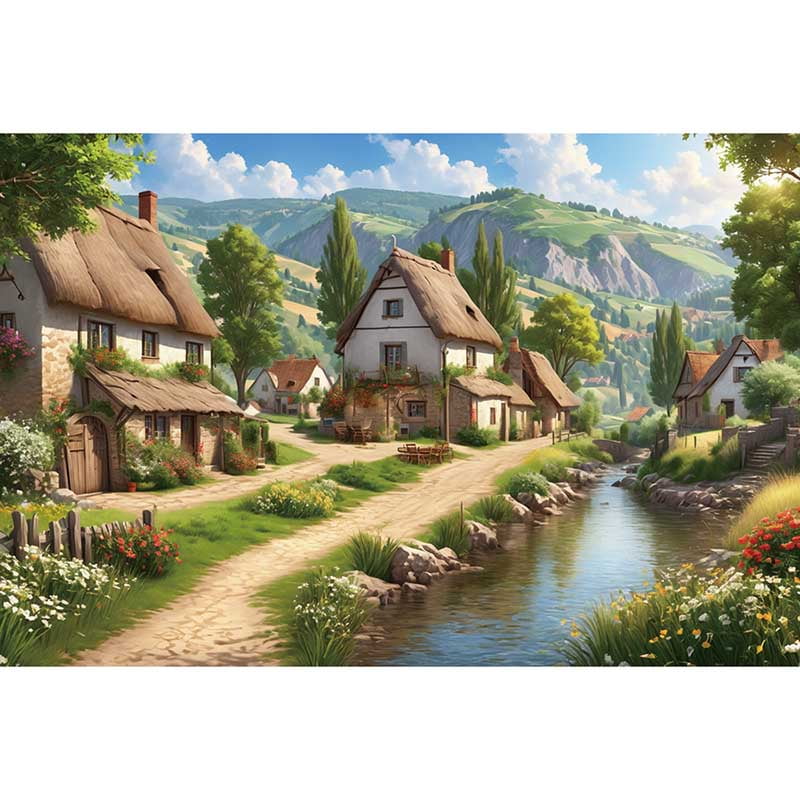 Gre Spring Village Tree s River Photography Backgrounds Natural Rural ...