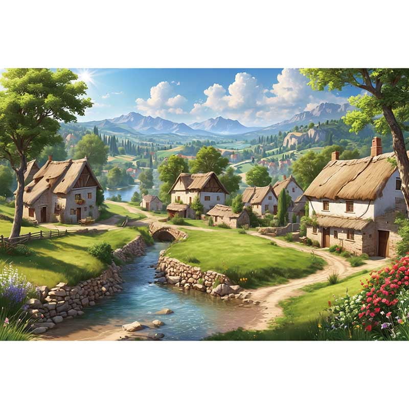 Gre Spring Village Tree s River Photography Backgrounds Natural Rural ...