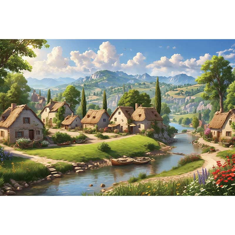 Gre Spring Village Tree s River Photography Backgrounds Natural Rural ...