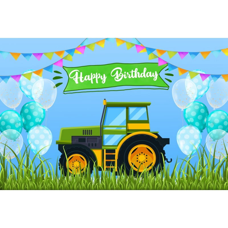 Gre Tractor Truck Birthday Party Backdrop Boy Girl Happy 1st Birthday ...