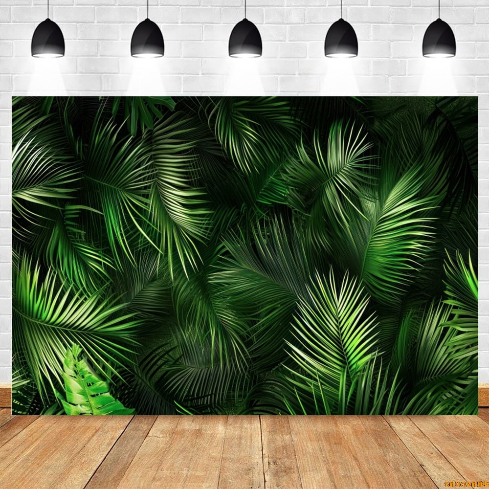 Gre Tropical leaves Backdrop Forest Plants Grass Safari Baby Shower ...