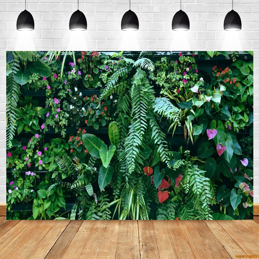 Gre Tropical leaves Backdrop Forest Plants Grass Safari Baby Shower ...