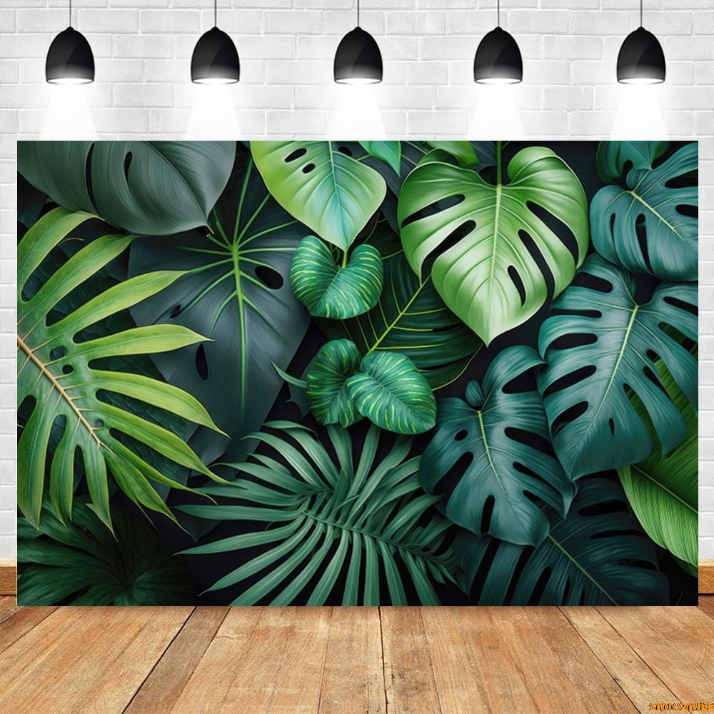 Gre Tropical leaves Backdrop Forest Plants Grass Safari Baby Shower Birthday Party Wedding Sce ...