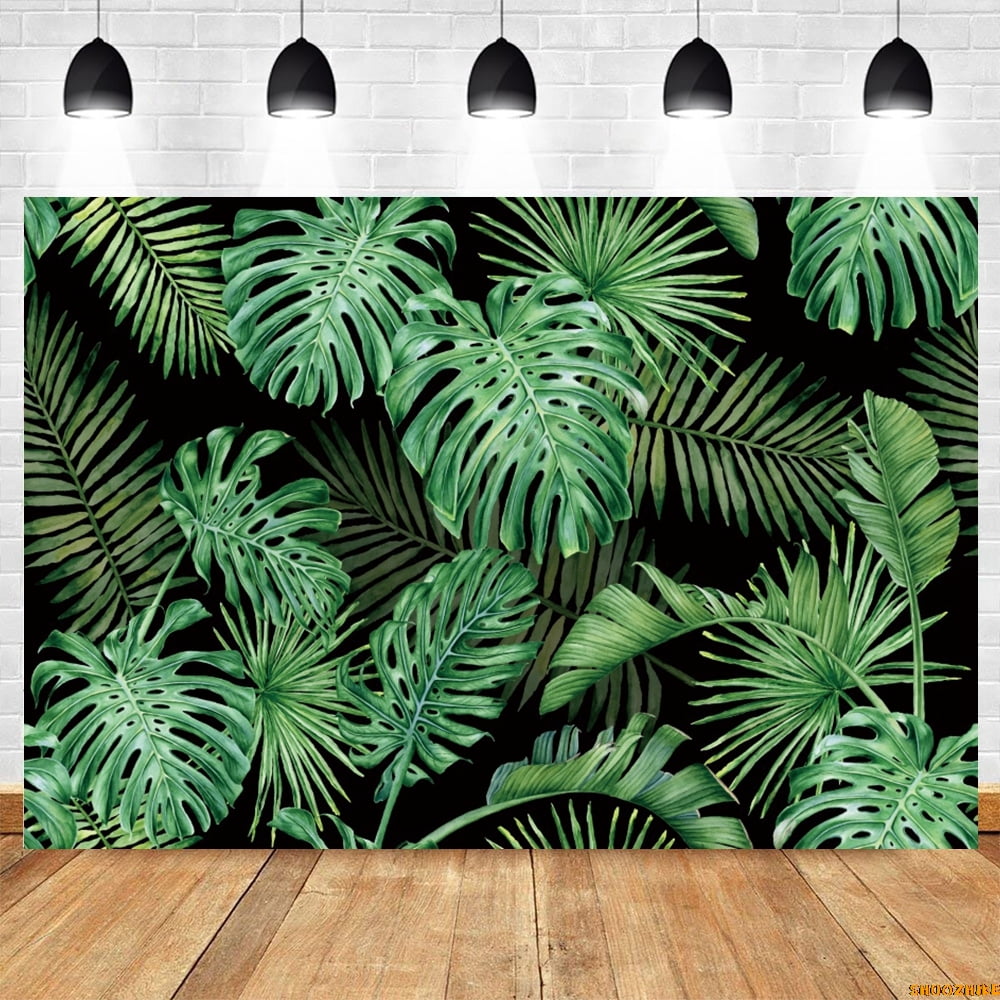 Gre Tropical leaves Backdrop Forest Plants Grass Safari Baby Shower ...