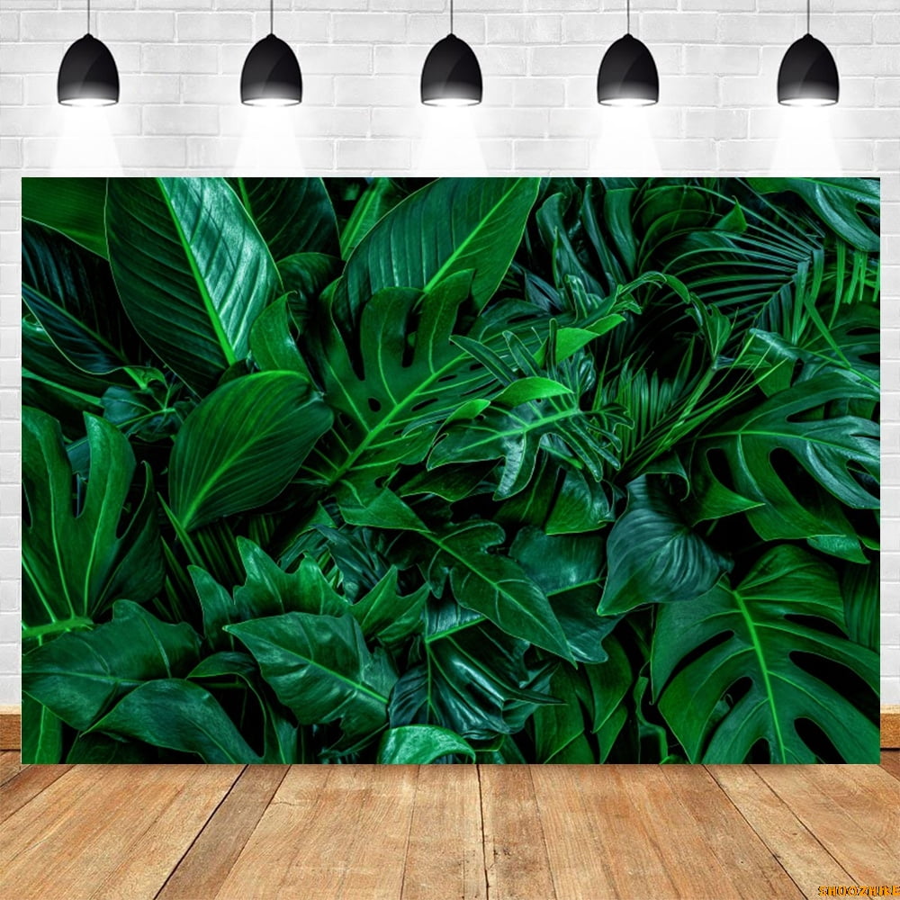 Gre Tropical leaves Backdrop Forest Plants Grass Safari Baby Shower ...