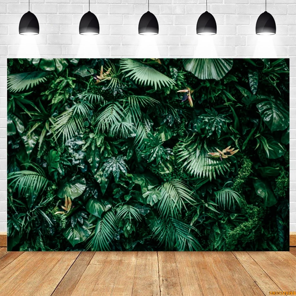 Gre Tropical leaves Backdrop Forest Plants Grass Safari Baby Shower ...
