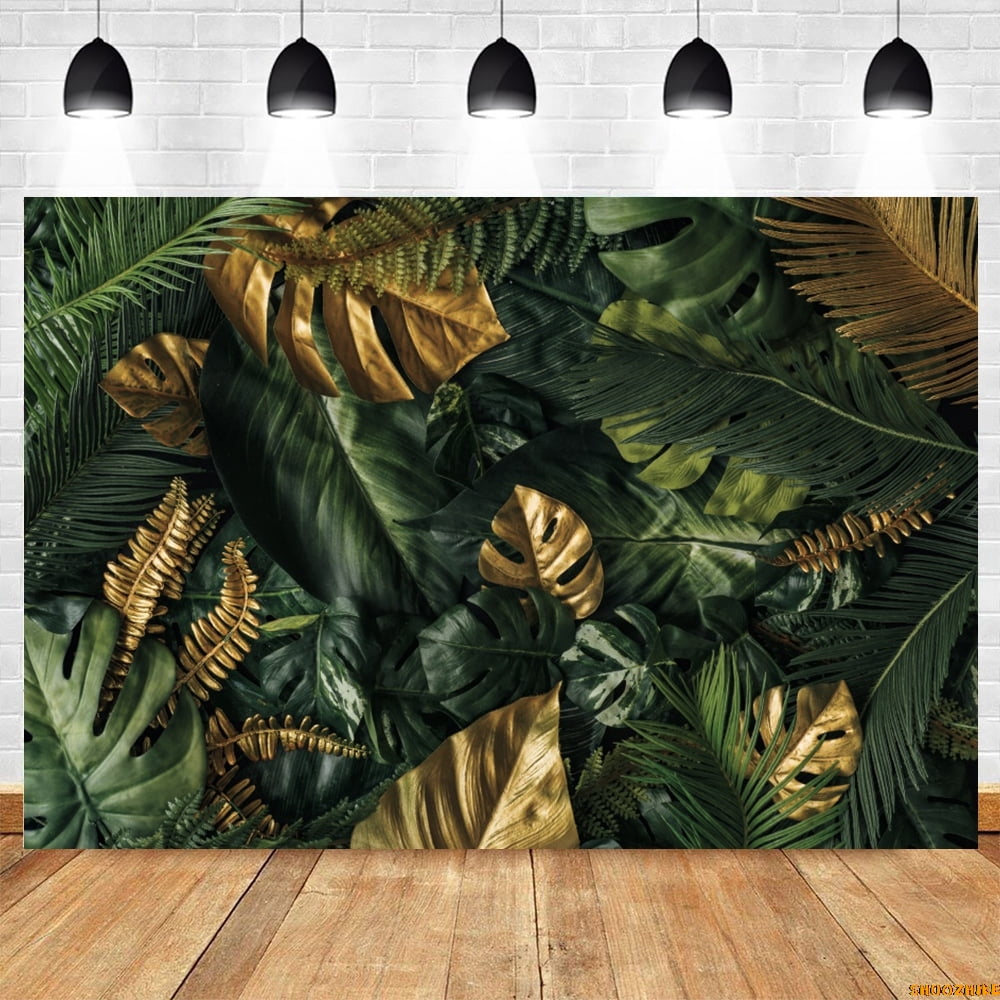 Gre Tropical leaves Backdrop Forest Plants Grass Safari Baby Shower ...