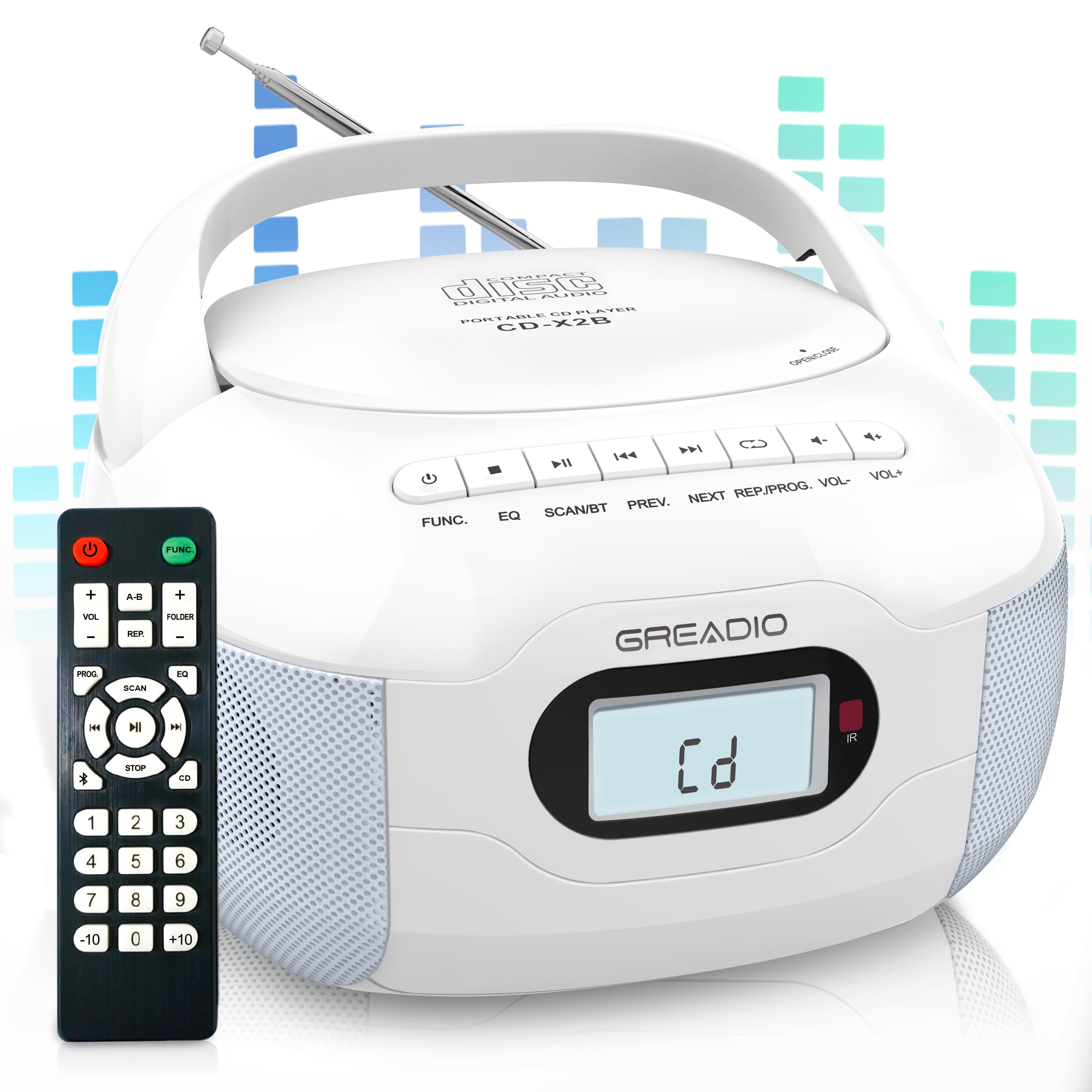 Greadio Boomboxes, CD Boombox, CD Player Boombox, Portable FM Radio CD ...