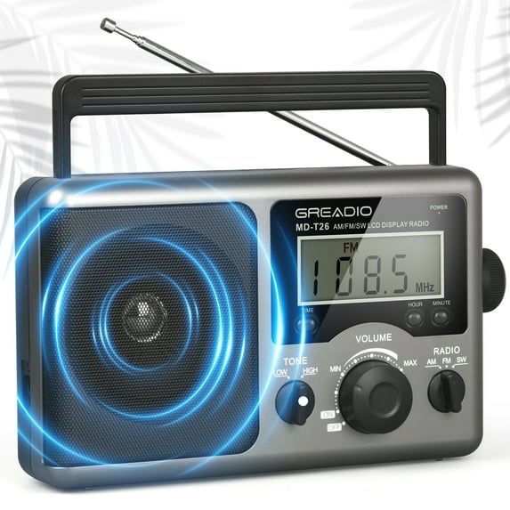 Greadio Portable Shortwave Radio with LCD Display AM FM Radio for Home ...