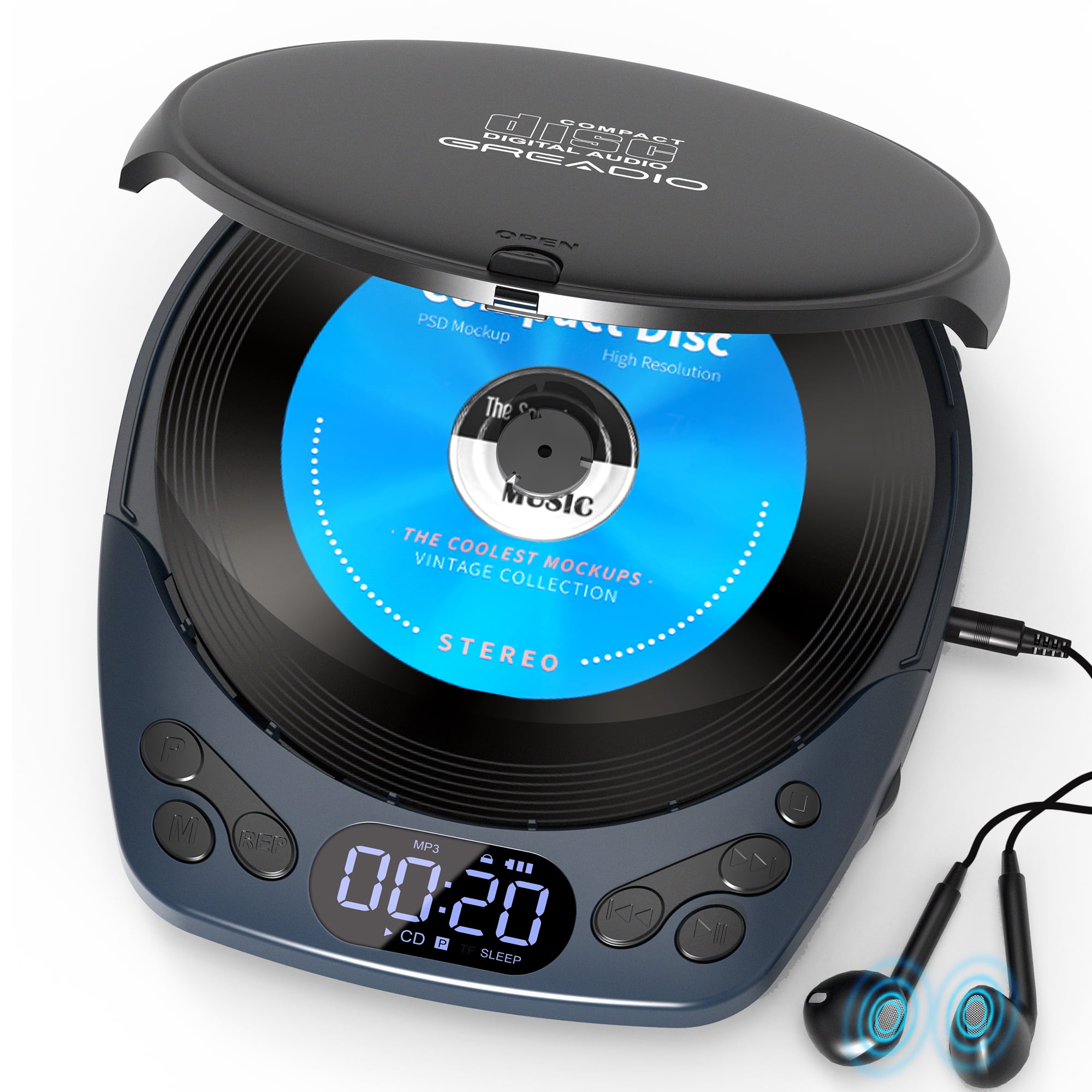 Greado Portable CD Player with Headphones, Rechargeable Discman CD Player for Car & Home ...