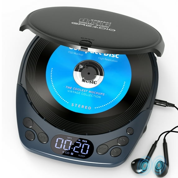 Greado Portable CD Player with Headphones, Rechargeable Discman CD ...