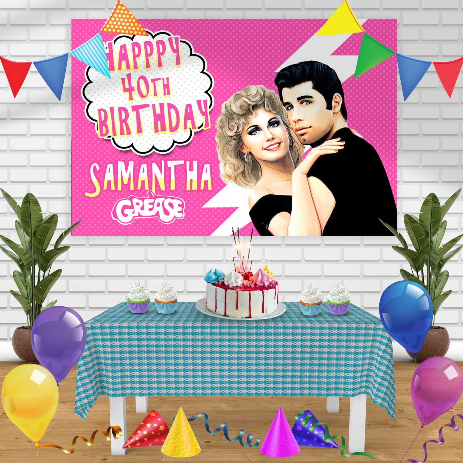 Grease 1978 Birthday Banner Personalized Party Backdrop Decoration 60 x ...