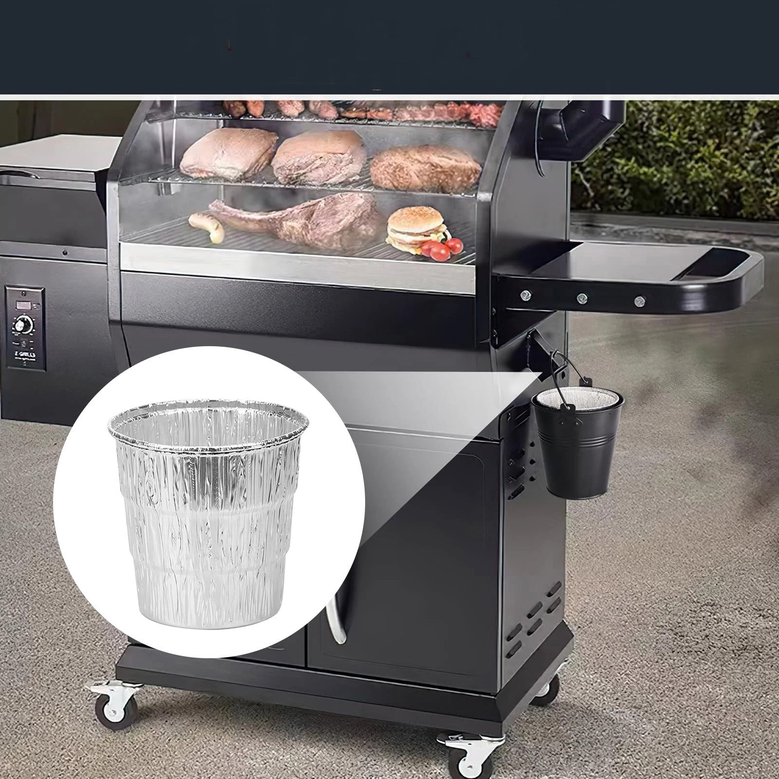 Grease Bucket Liner Disposable Aluminum Foil Pan For Easy Grill Glass ...