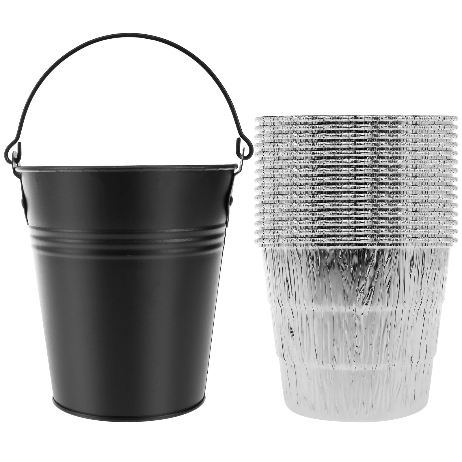 Grease Bucket Set with 15 Tin Liners Rust-Proof Iron Alloy Drip Grease ...