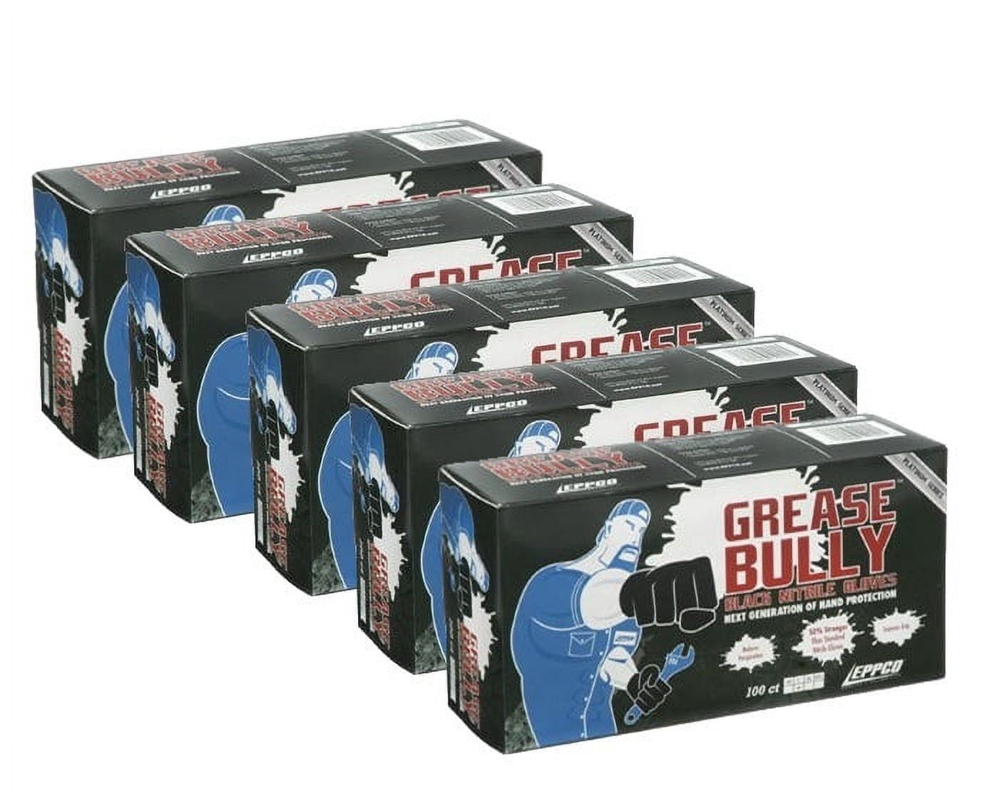 Grease Bully Nitrile Gloves - 5 Pack - 500 Count - Powder & Latex Free ...