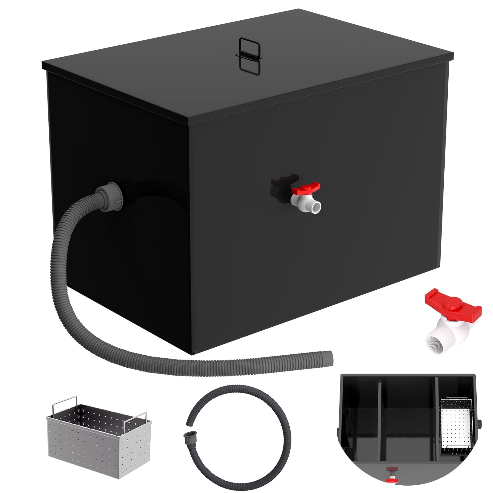Grease Collector, 50 lb, Large Capacity, Threaded Interface, Commercial ...