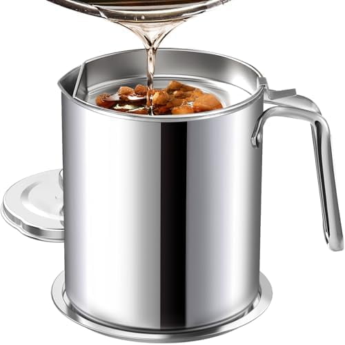 Grease Container Stainless Steel Bacon Grease Saver with Fine Mesh ...