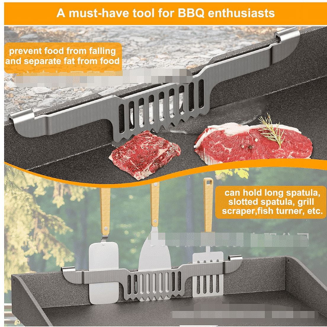 Grease Gate Spatula Holder 11.81x2.36x0.79 Inch Stainless Griddle Grill ...