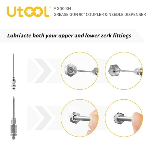 Grease Gun Accessory Kit, 90 Degree Coupler, Needle Nozzle, Grease ...