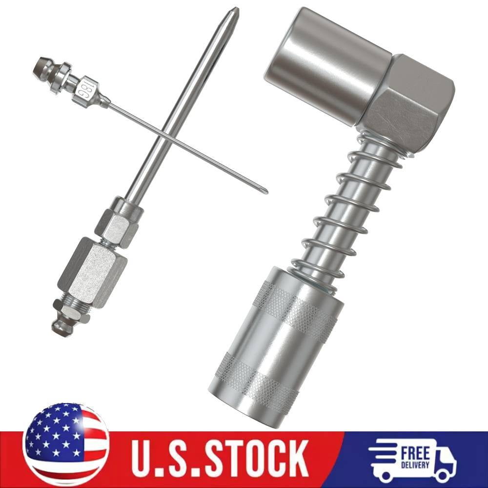 Grease Gun Accessory Kit 90 Degree Coupler Needle Nozzle Grease ...