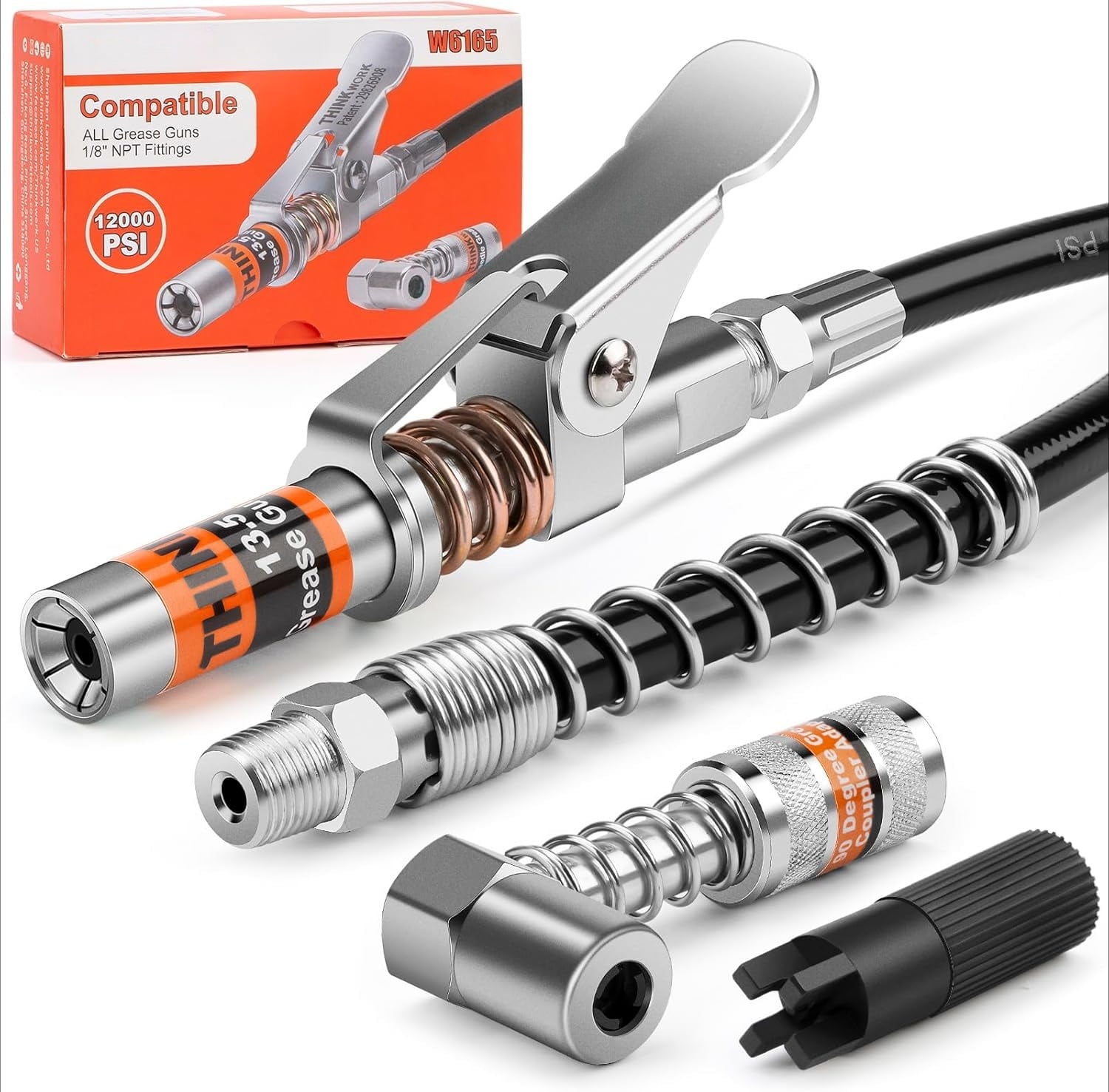 Grease Gun Coupler Set, Strong Lock on Greases Gun Couplers with Grease ...