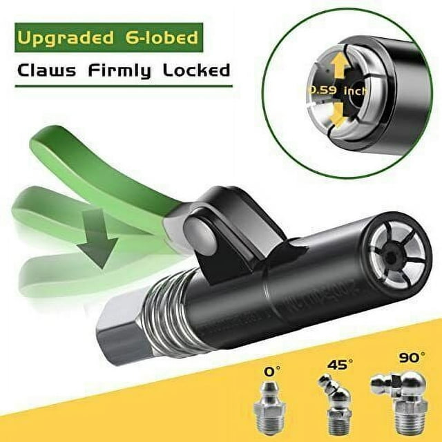 Grease Gun Coupler Strong Lock on Greases Gun Tip 10000 PSI Quick ...
