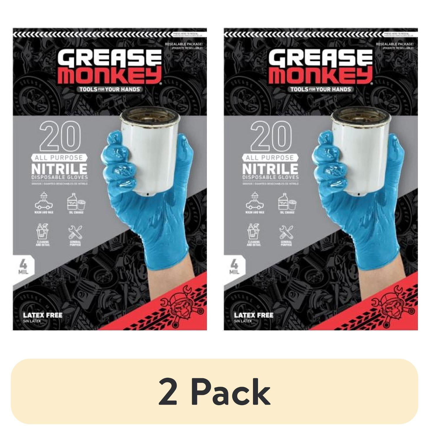 (2 pack) Grease Monkey Disposable Gloves, Nitrile Gloves, All Purpose ...