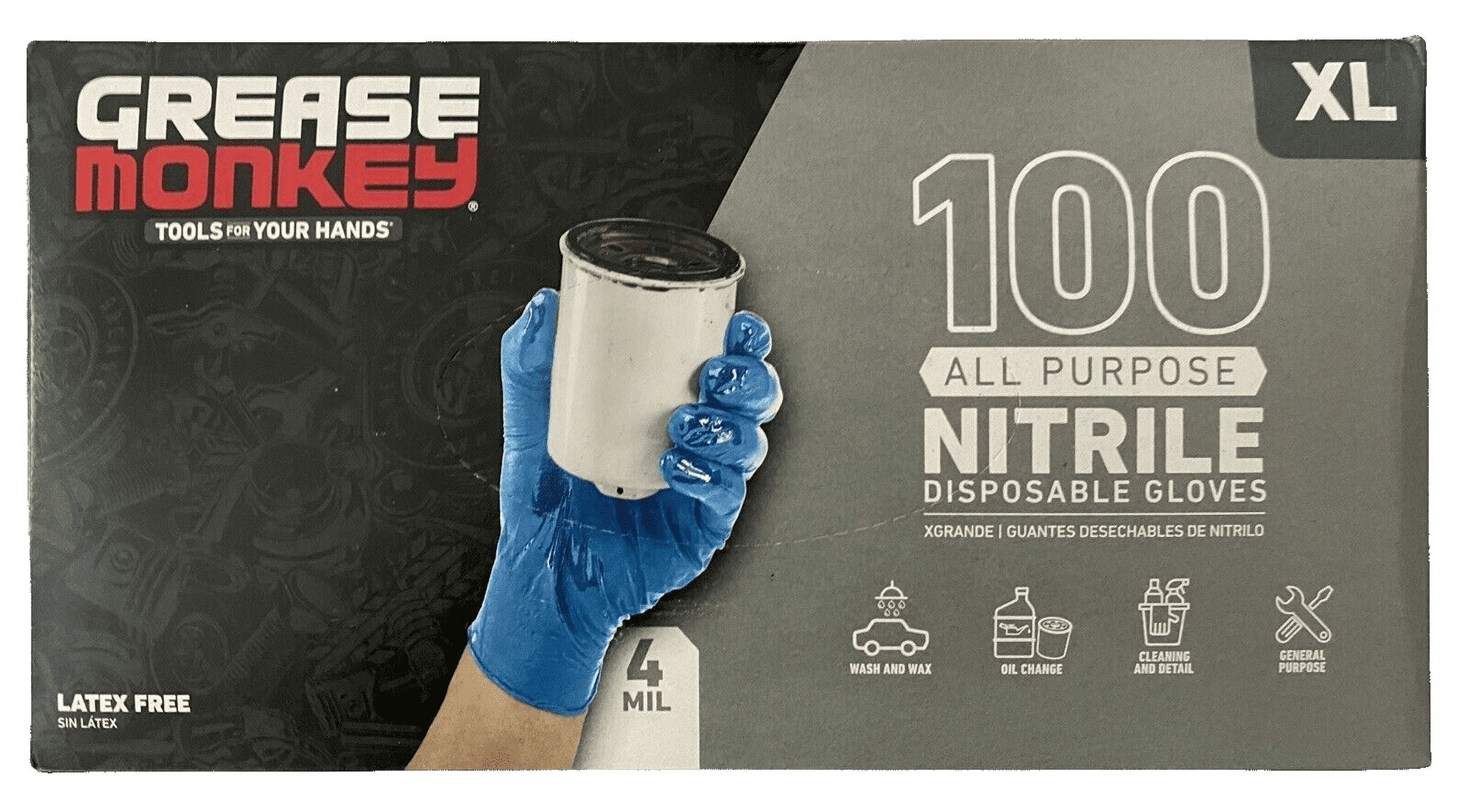 Grease Monkey Gloves All Purpose Disposable Gloves, Nitrile Blue, 100 ...