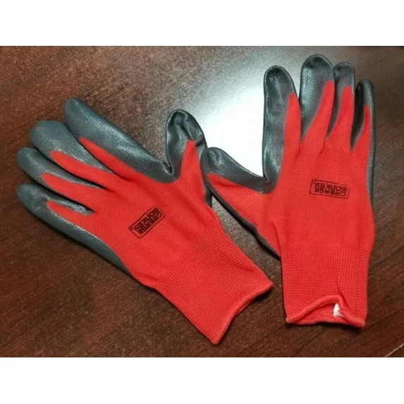 Grease Monkey Nitrile Coated Work Gloves 12 Pairs Size Large Red Black ...
