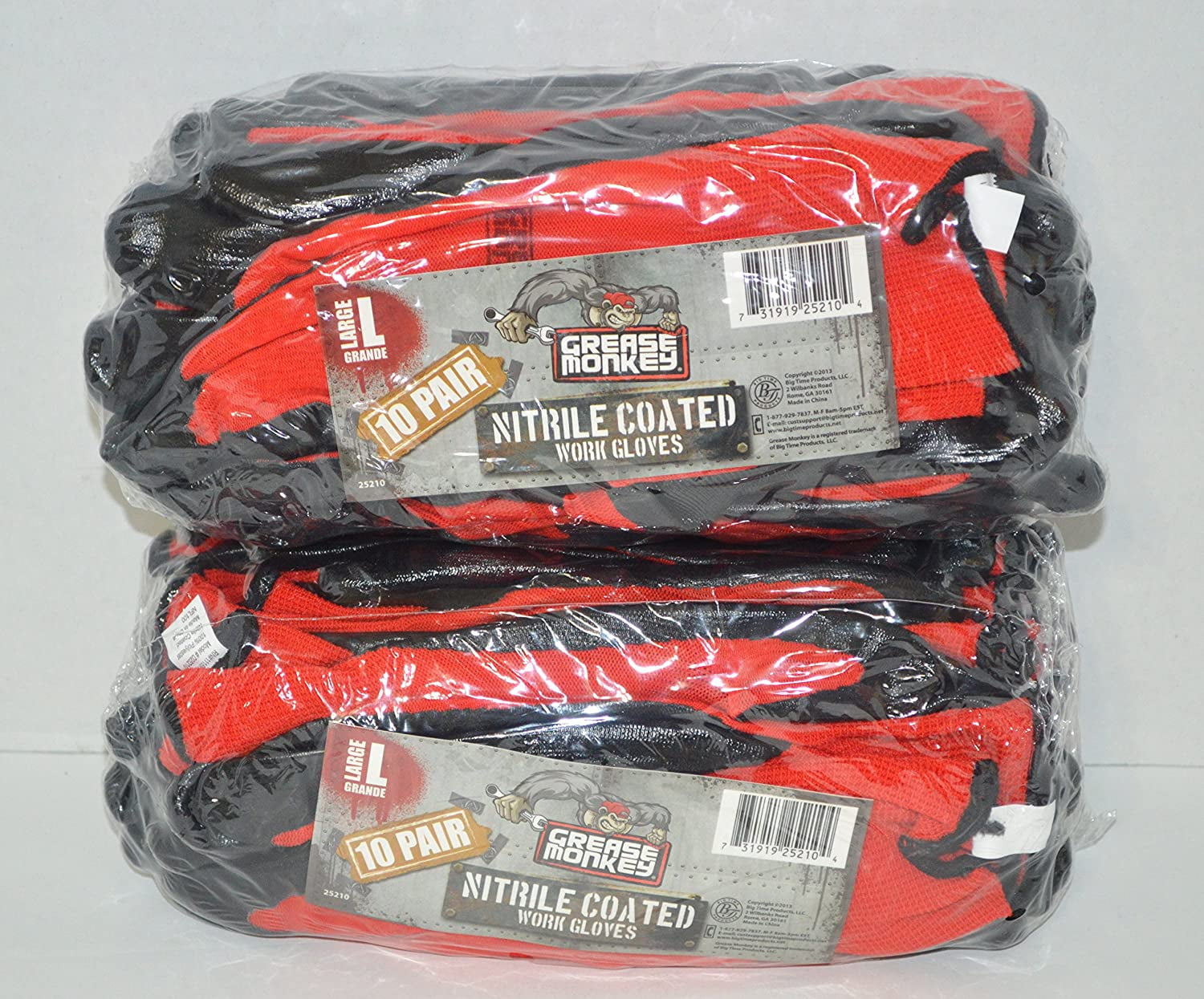 2 Pack| Grease Monkey Nitrile Coated Work Gloves - 15 Pairs - Size ...