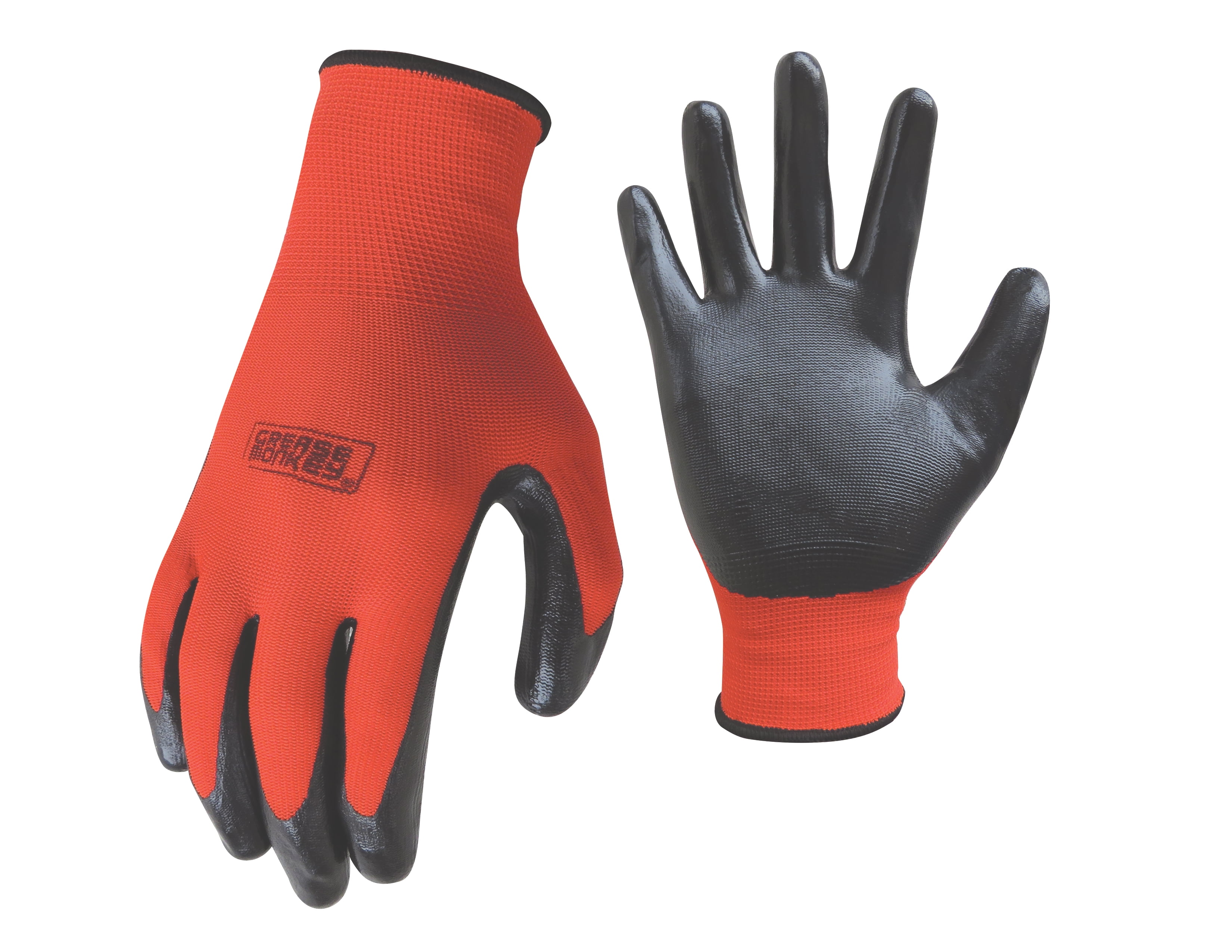 Grease Monkey Nitrile Coated Work Gloves, Red, Men's Large, 8 Pair ...
