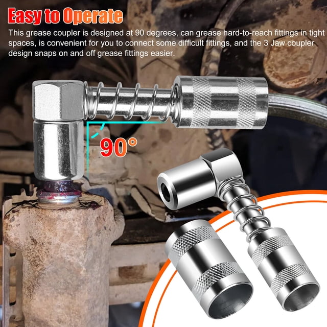 Grease Nozzle Adapter,Grease Gun- Accessory 90 Degree Grease Coupler ...