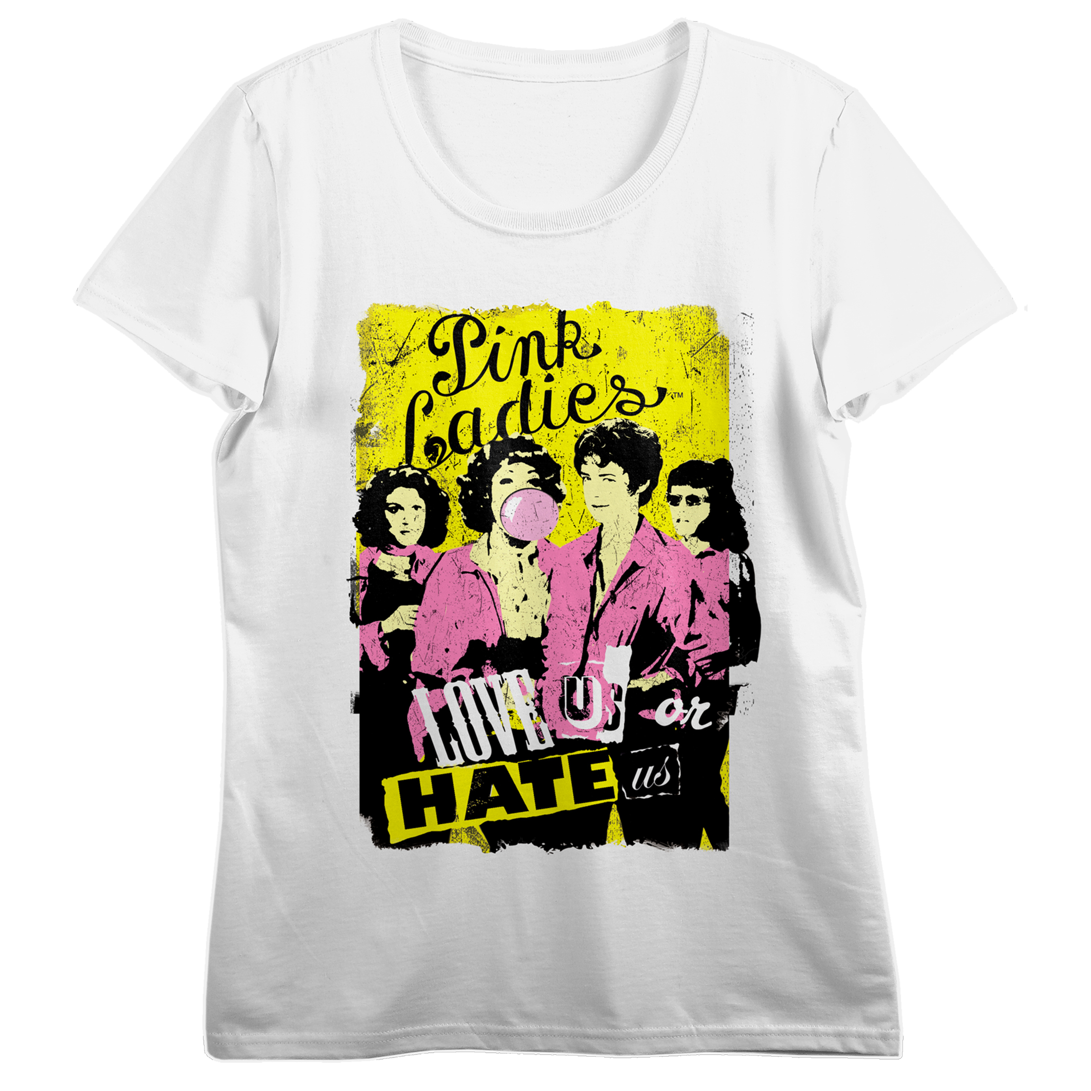 Grease Pink Ladies Love Us Or Hate Us Women's White Short Sleeve Crew Neck Tee-Large - Walmart.com