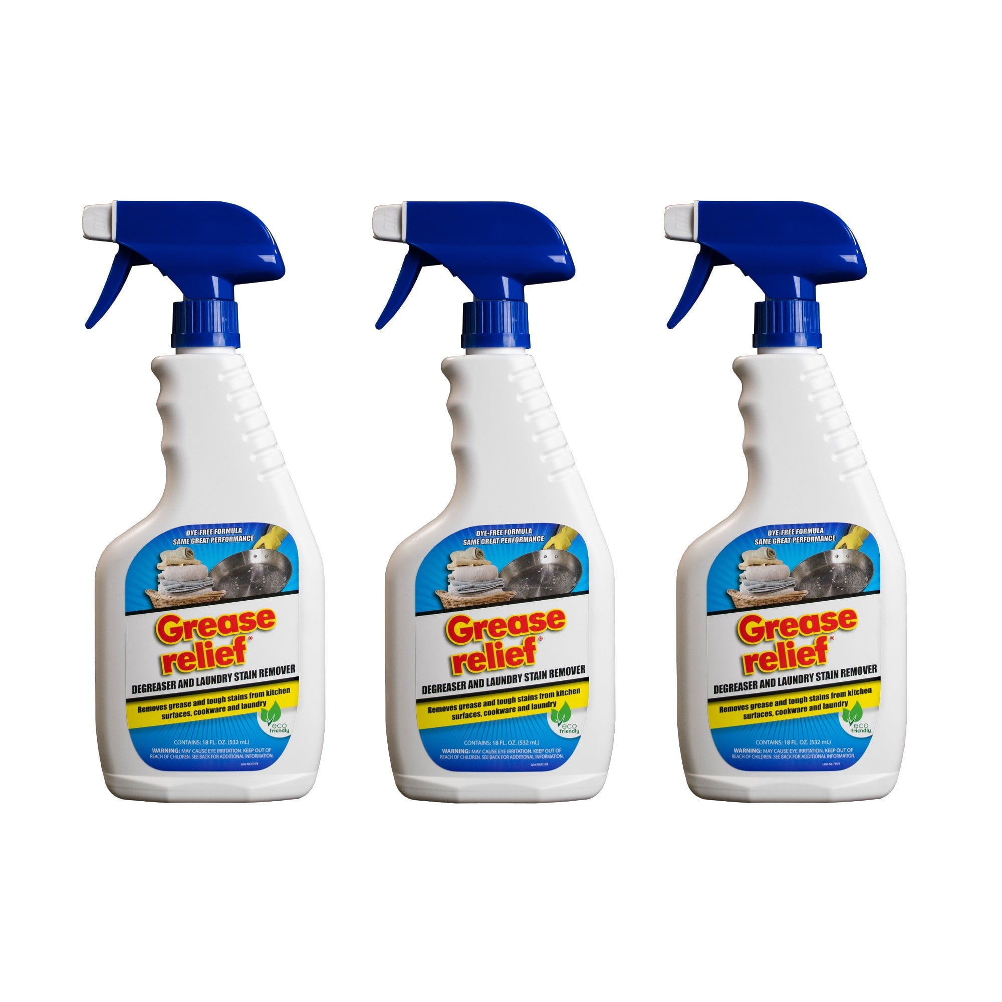 Grease Relief Degreaser and Laundry Stain Remover, 18 Ounce Spray, 3 ...