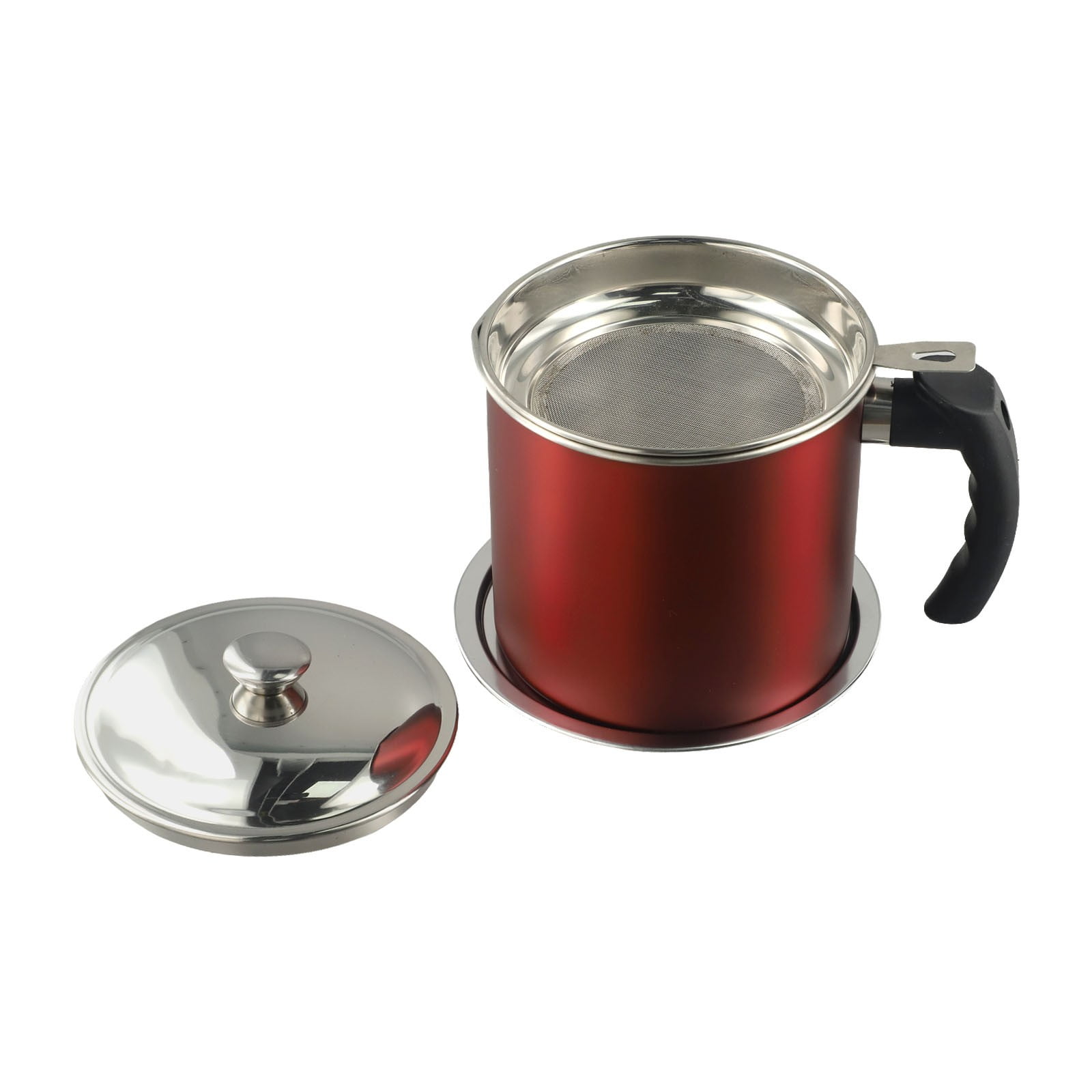Grease Strainer Container,1.3L Stainless Steel Oil Pot With Lid And ...