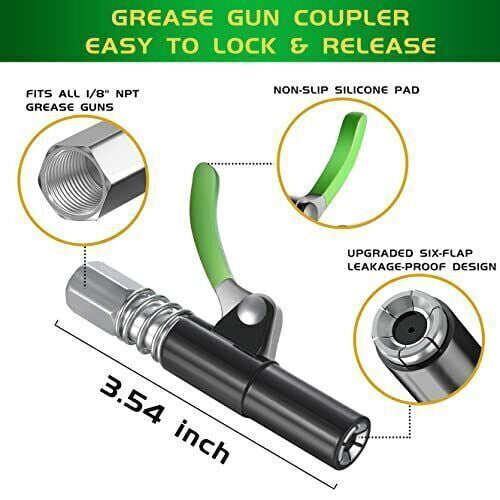 Grease Tool Tip Gun Coupler,10000 PSI Easy Lock Release Leak-Free Fit 1 ...