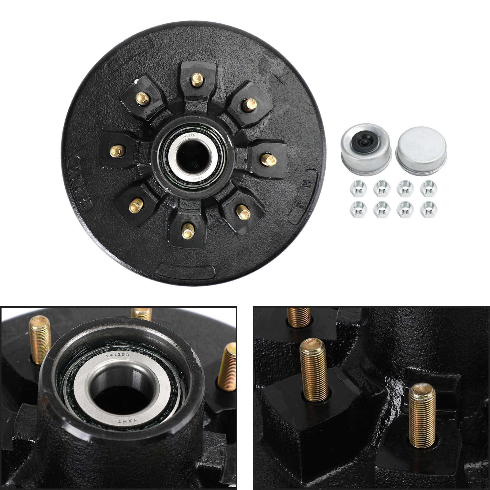 Grease Trailer Hub and Drum Assembly for 5.2K-7K Axles-12"-8 on 6.5-Pre ...