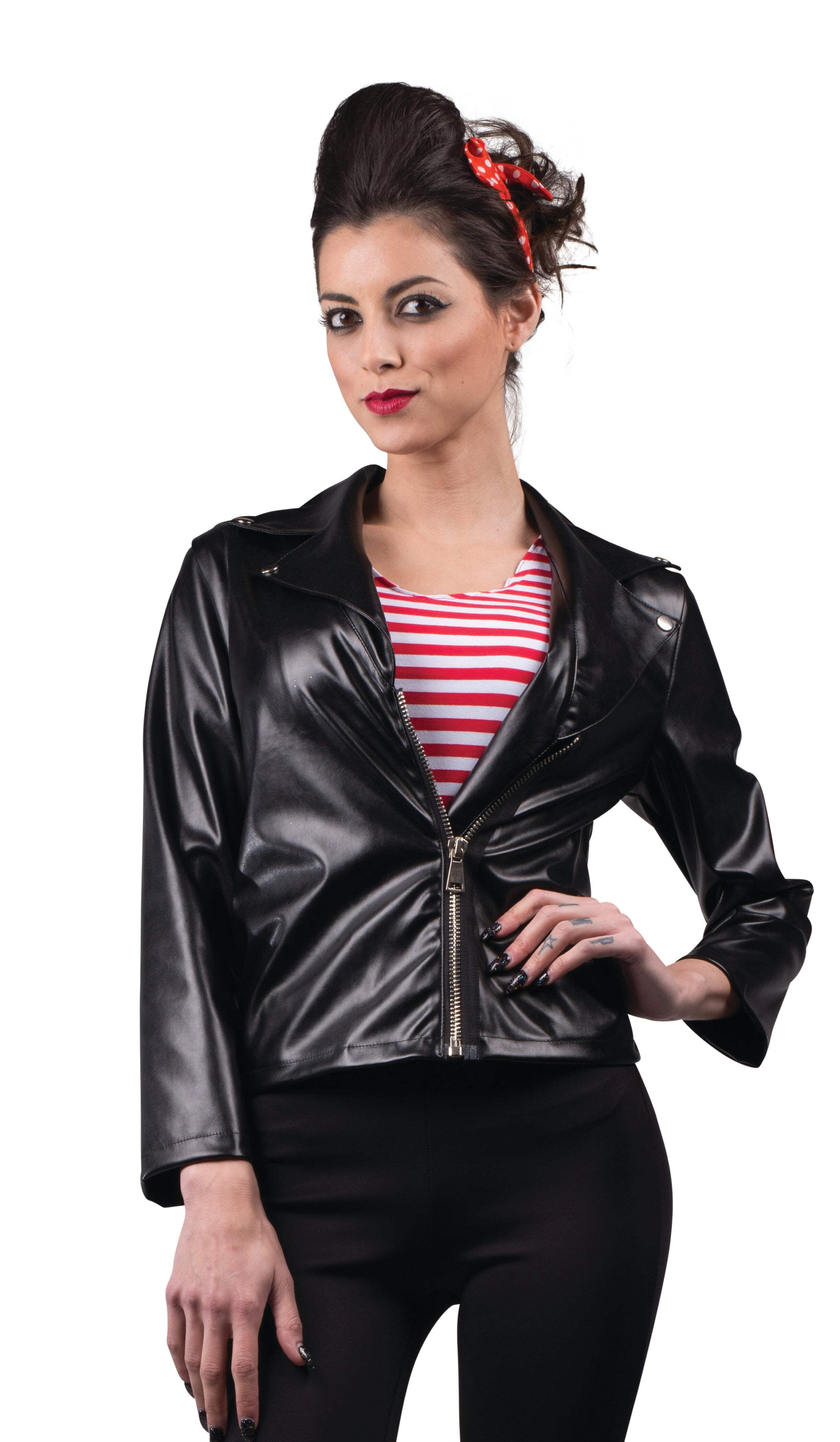 Women's 50s Female Greaser Member Faux Leather Jacket Costume Small 4-6 ...