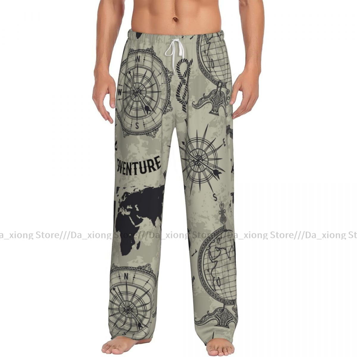 Great Adventure Vintage Map Mens Pajamas Pyjamas Pants Lounge Pants ...