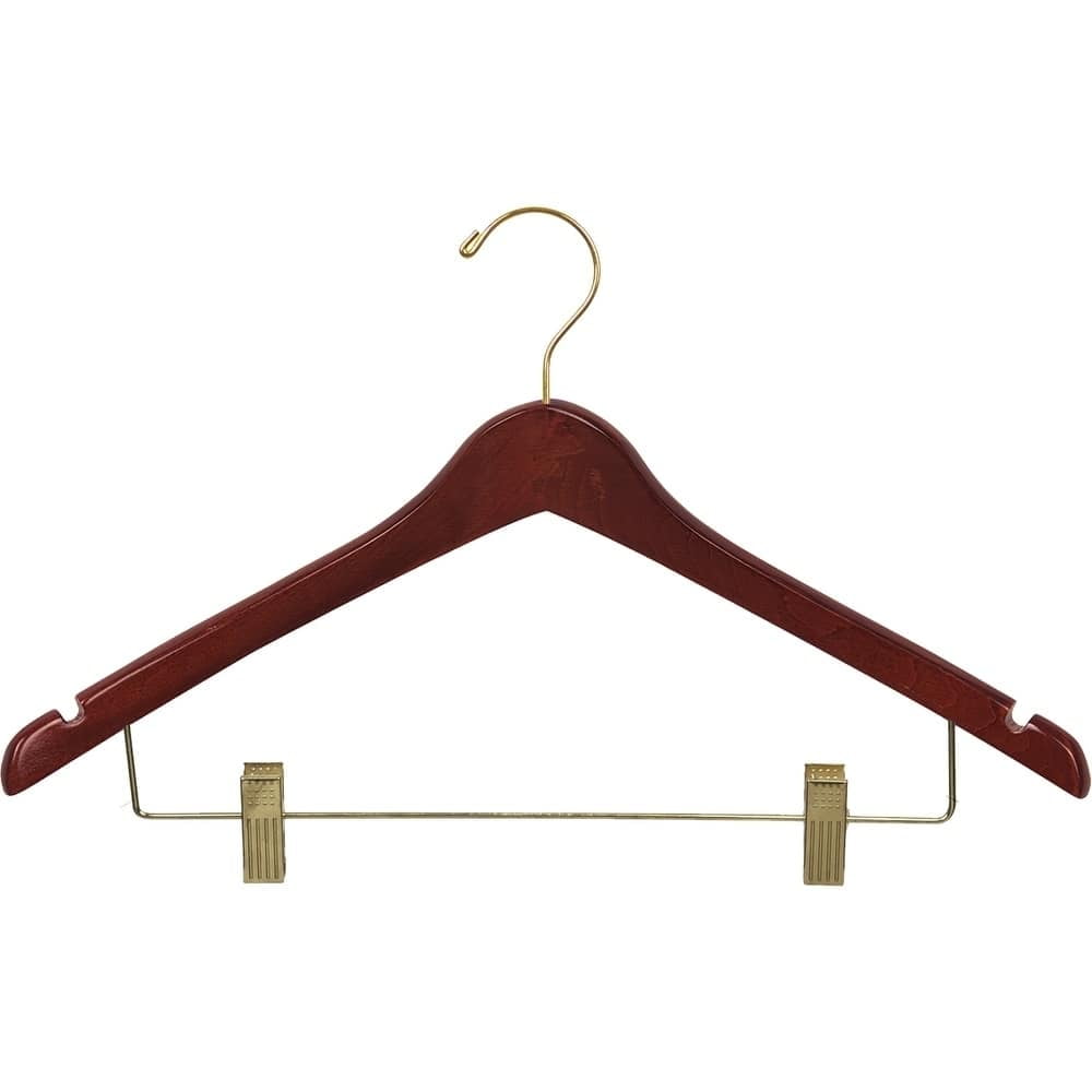 The Great American Hanger Company Curved Wooden Combo Hanger with ...