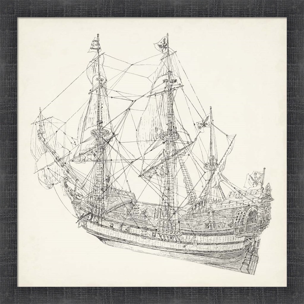 Great Art Now Antique Ship Sketch I by Richard Foust, Framed Wall Art ...