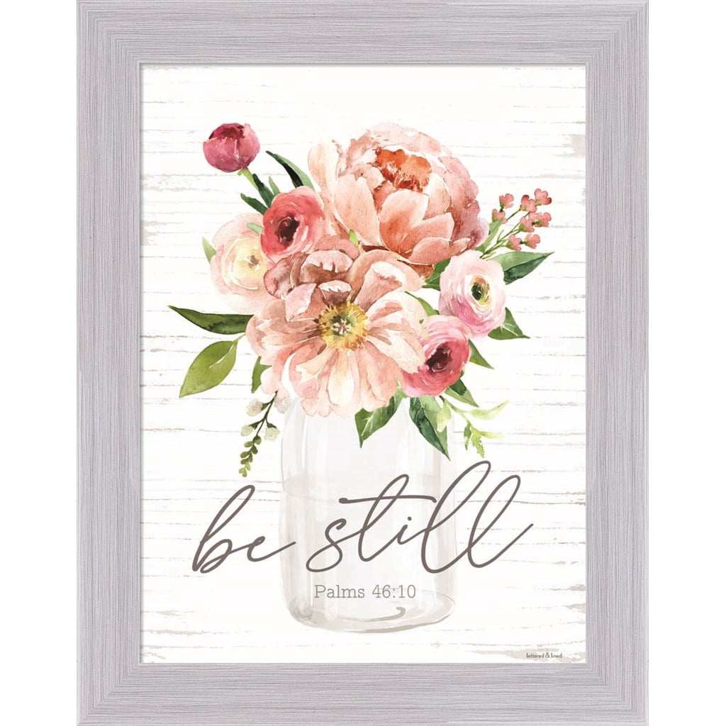 Great Art Now Be Still Floral by Lettered & Lined, Framed Wall Art, 14 ...