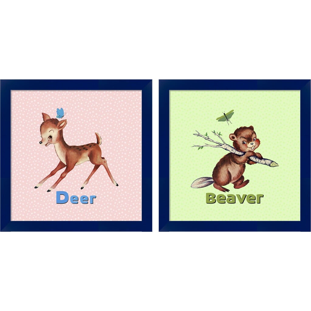 Great Art Now Cute Baby Deer & Beaver by Tina Lavoie, 2 Piece Framed ...