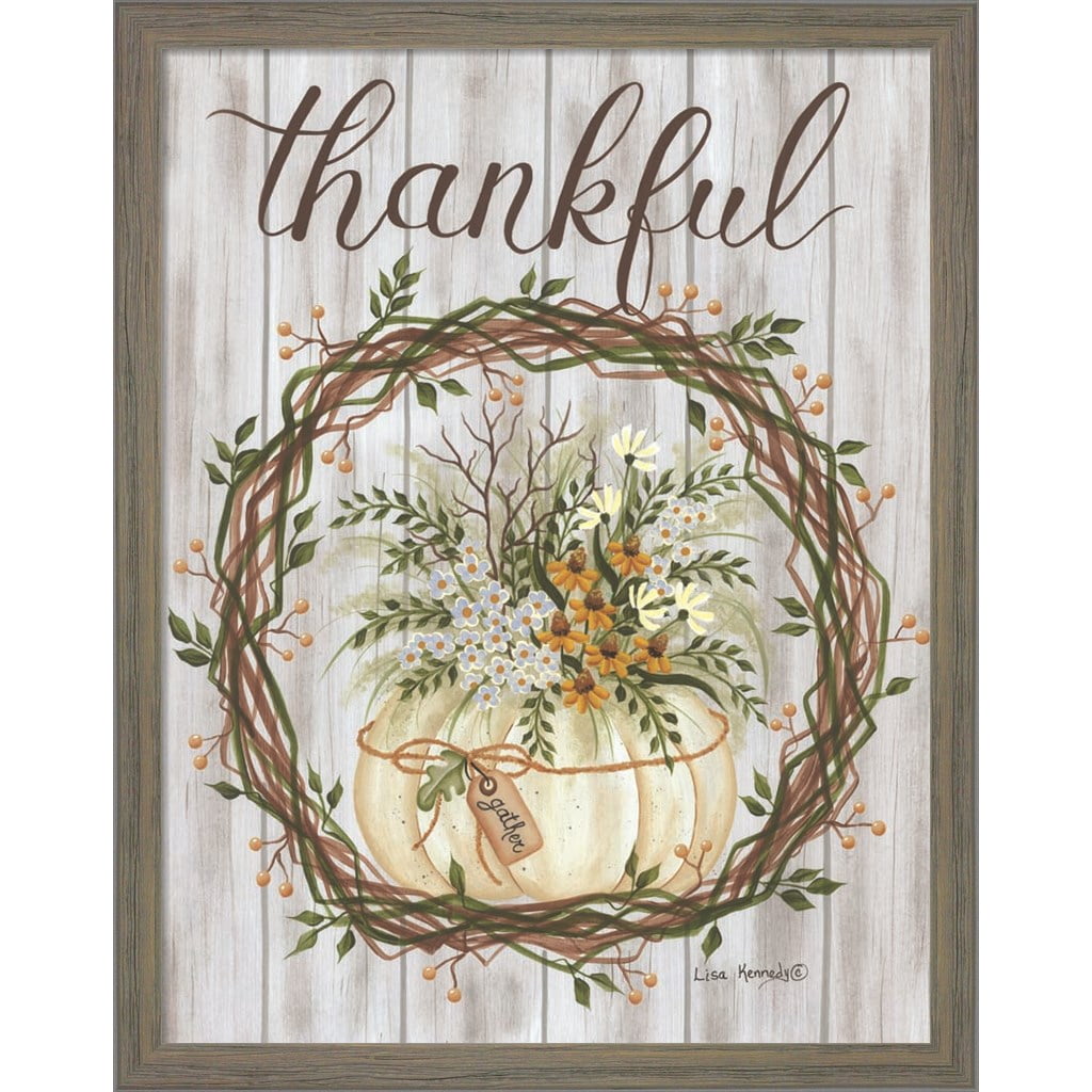 Great Art Now Thankful by Lisa Kennedy, Framed Wall Art, 13W x 16.5H ...