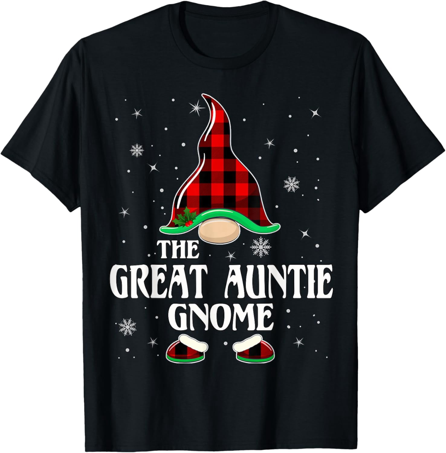 Great Auntie Gnome Buffalo Plaid Family Group Christmas T-Shirt ...