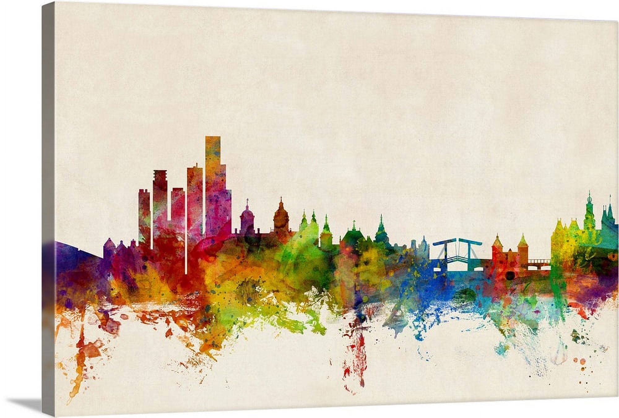 Great BIG Canvas | "Amsterdam The Netherlands Skyline" Canvas Wall Art ...