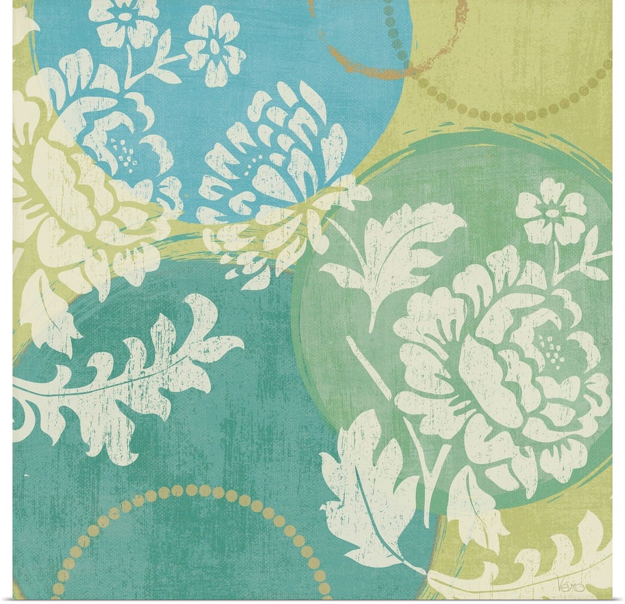 Great BIG Canvas | "Floral Decal Turquoise II" Art Print - 30x30 ...