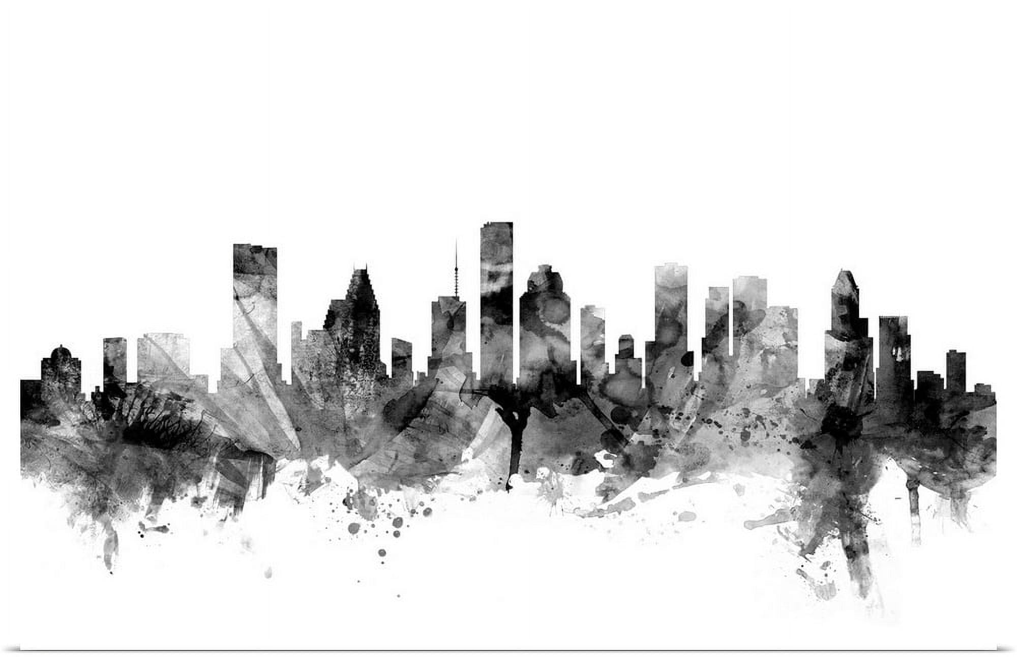 GBC | "Houston Texas Skyline" Art Print - 30x20 - Walmart.com