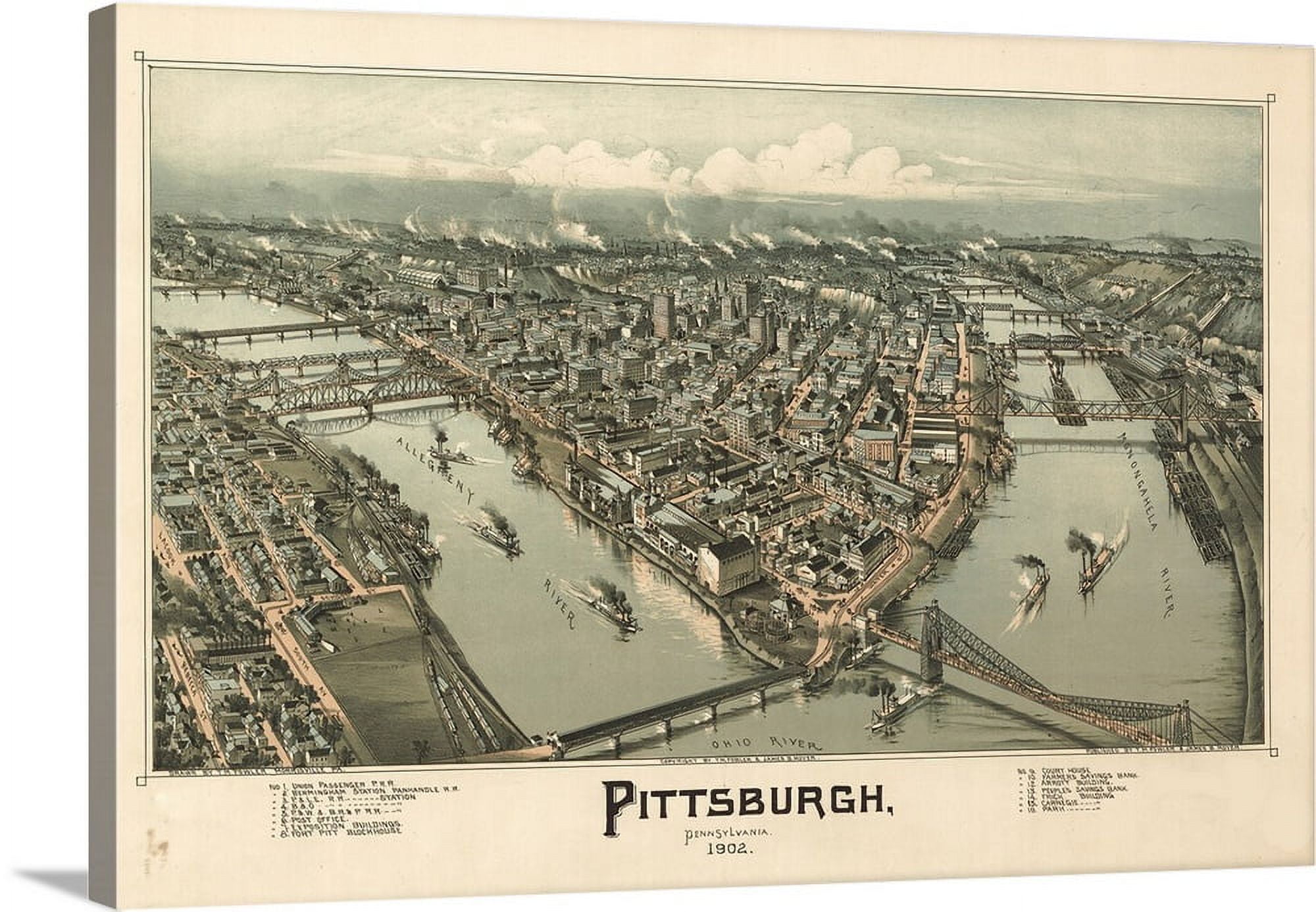 Great BIG Canvas | "Pittsburgh" Canvas Wall Art - 48x32 - Walmart.com